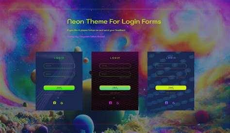 Neon Login Forms Figma
