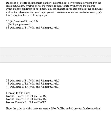 solved question 3 [points 6] implement banker s algorithm