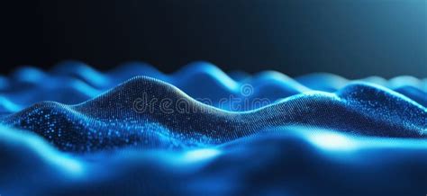 Abstract Blue Wave Patterns Created By Particles Resembling Digital Landscape Showcasing Depth