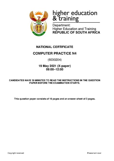 N4 Computer Practice June 2021 National Certificate Computer Practice