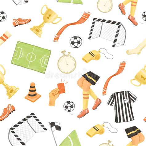Soccer Seamless Pattern Cute Soccer Player Corner Of Football Field