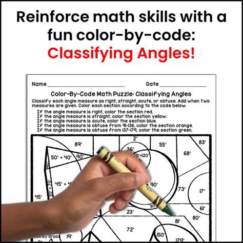 Classify Angles Color By Number Math Puzzle By Growing Grade By Grade