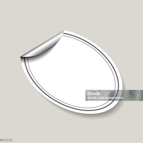 흰색 스티커 모형 빈 라벨 말린 가장자리가 있는 타원형 종이 엠블럼 공간을 복사합니다 미리보기 태그 라벨 가격표에 대한 배지 벡터 일러스트 레이 션 0명에 대한 스톡 벡터