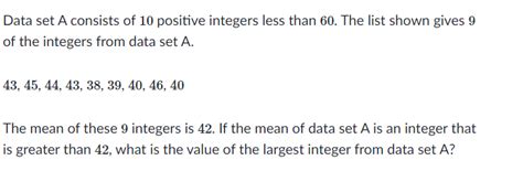 Solved Data Set A Consists Of 10 Positive Integers Less Chegg Com