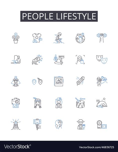 People Lifestyle Line Icons Collection Execution Vector Image