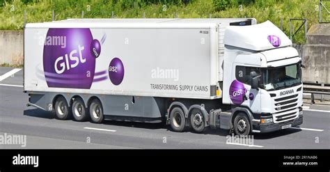 Side Front View Gist Linde Plc White SCANIA Hgv Lorry Truck With