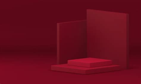Premium Vector Red 3d Podium Geometric Stage Construction Angular Wall Platform Realistic