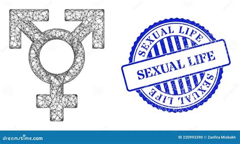 Textured Sexual Life Stamp And Net Polyandry Sex Symbol Web Mesh Stock Vector Illustration Of