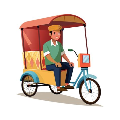 Realistic Rikshaw Vector Illustration Concept Premium Vector