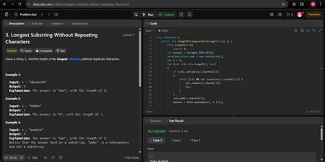 Longest Substring Without Repeating Characters On Leetcode
