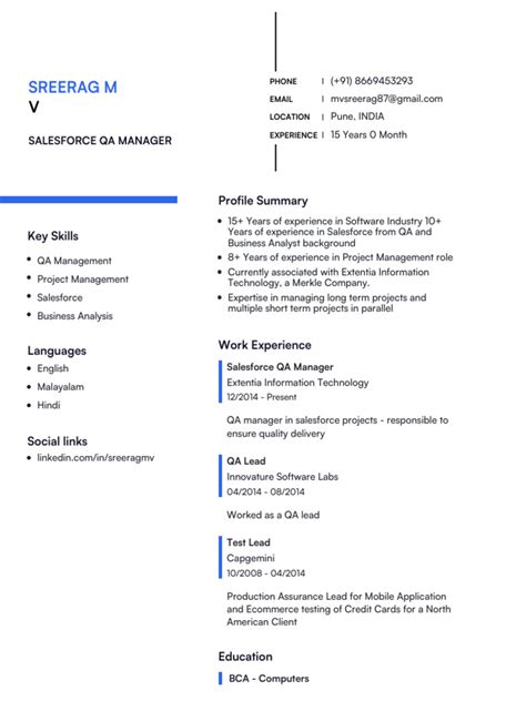 Sreerag M V Qa Manager Pdf Information Technology Computing