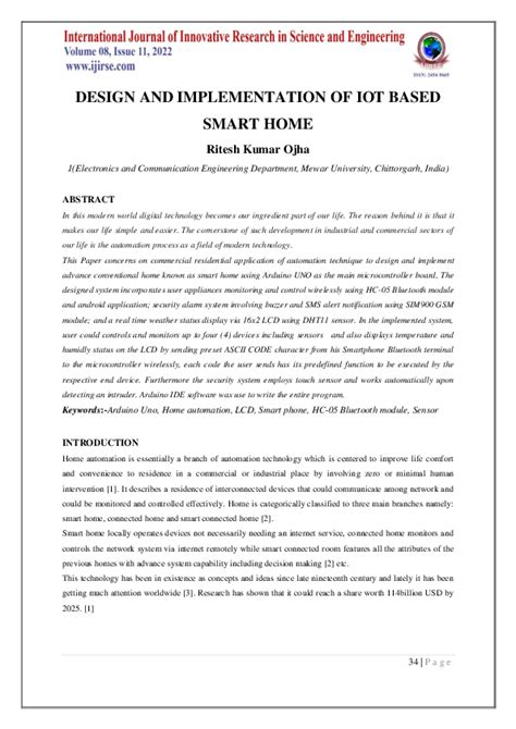 Pdf Design And Implementation Of Iot Based Smart Home