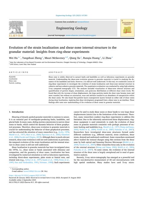 Pdf Evolution Of The Strain Localization And Shear Zone Internal Structure In The Granular