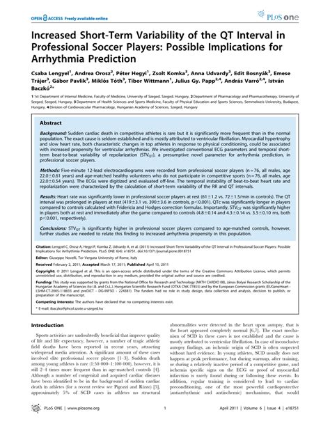 Pdf Increased Short Term Variability Of The Qt Interval In