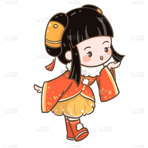 新年手绘人物插画 小女孩