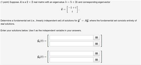 Solved 1 Point Suppose A Is A 2 × 2 Real Matrix With An