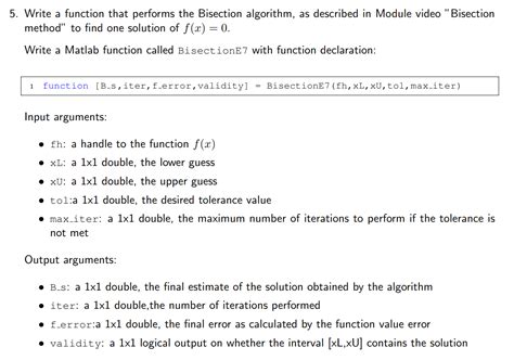 5 Write A Function That Performs The Bisection