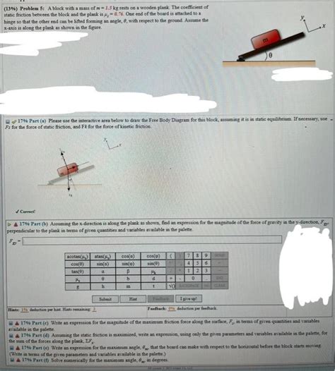 Solved Problem A Block With A Mass Of M Kg Chegg Com