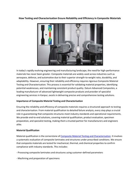 Ppt How Testing And Characterisation Ensure Reliability And Efficiency In Composite Materials