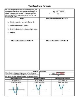 Quadratic Formula Notes By Gerard Marrone TPT
