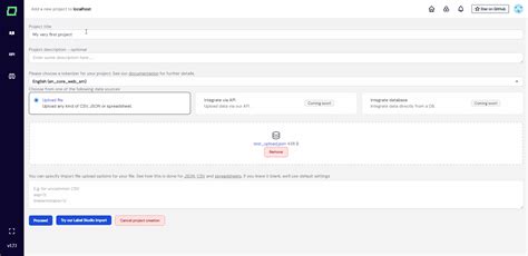 project creation and data upload kern ai documentation