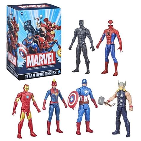 Pack 6 Figurines Avengers De 30 Cm Marvel Titan Hero Series Multipack