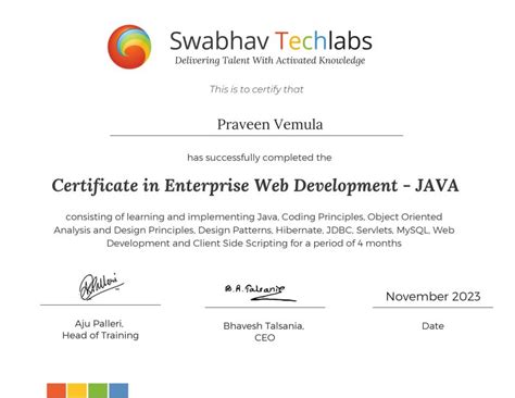 Javadevelopment Webdevelopment Certificationachieved