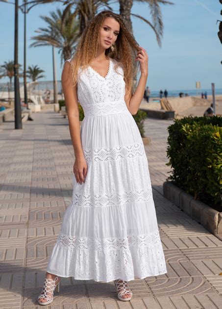 Бавовняне коротке плаття з квітковим мереживом довга Cotton Xxl білий 43396241 від продавця