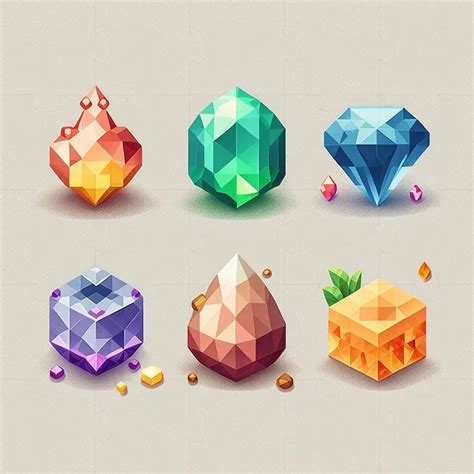 Pixel Gemstones Mobile Game Assets Midjourney Prompt Promptbase