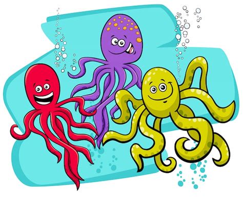 문어 캐릭터 만화 일러스트 레이션 프리미엄 벡터