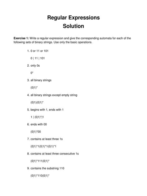 Regular Expressions Solution Exercise 1 Write A Regular Expression