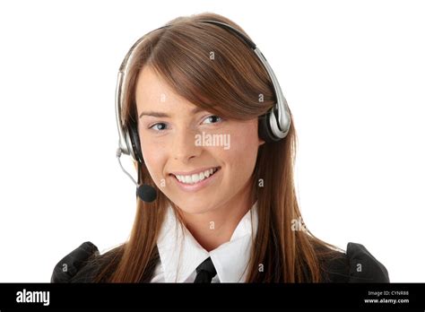 Beautiful Call Center Woman Stock Photo Alamy