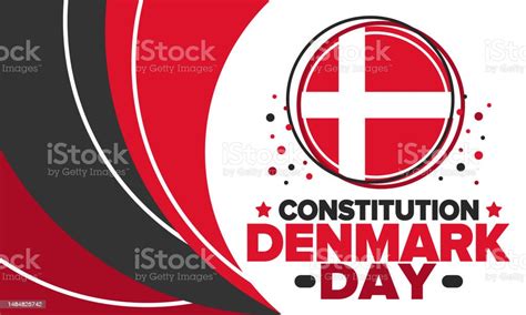 덴마크 제헌절 매년 6 월 5 일에 열리는 전국 해피 홀리데이 덴마크 국기 덴마크 독립과 자유 애국적인 포스터 축제 및 퍼레이드 디자인 벡터 그림 6월에 대한 스톡 벡터