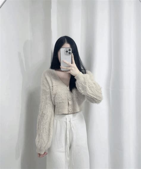 가성비보장 앙고라 크롭 가디건 니트 에이블리