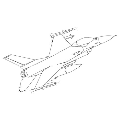 Air Force F 16 Fighting Falcon Fighter Jet Line Art Drawingoutline