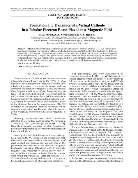 Pdf Formation And Dynamics Of A Virtual Cathode In A Tubular Electron Beam Placed In A