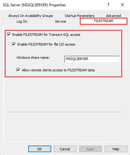 Manage FILESTREAM Filegroups Of SQL Databases