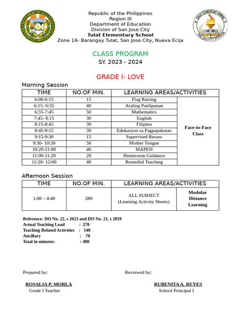 Class Program Blended Pdf Philippines