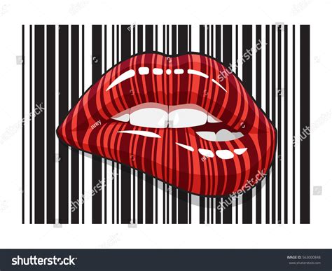 Barcode Strip Makeup Biting Mouth Stripped เวกเตอร์สต็อก ปลอดค่า