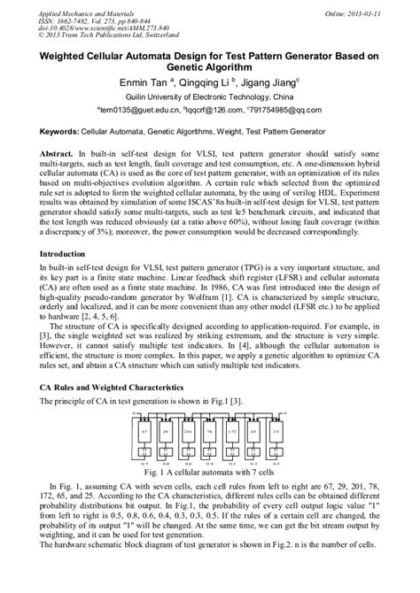 Weighted Cellular Automata Design For Test Pattern Generator Based On