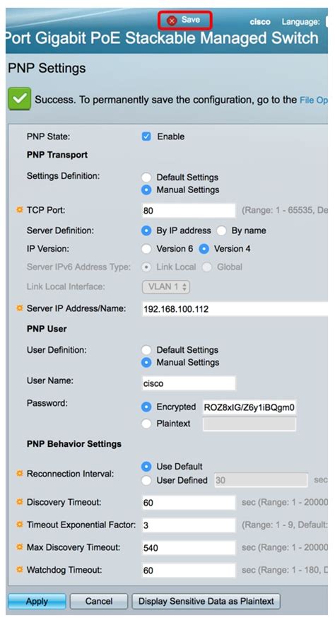Configure The PNP Settings On A Switch Cisco