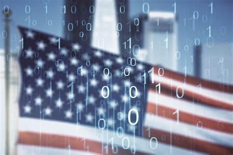 Premium Photo Abstract Virtual Binary Code Sketch On Us Flag And City