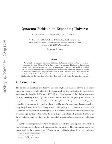Pdf Quantum Fields In An Expanding Universe