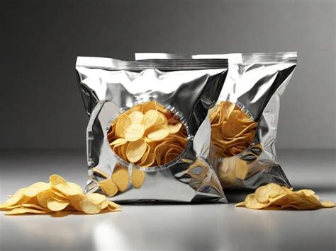 Premium Photo Mockup Of Foil Chip Packets In Plastic Bags Ai Generated