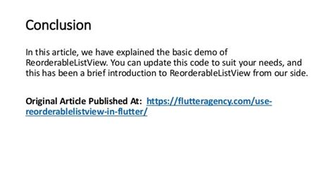 How To Use Reorderablelistview Widget In Flutter App Developmentpptx