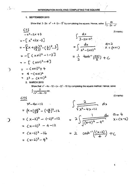 Completing The Square Calculus Ii Completing The Square Mat441 Jun 2018 Jun 2013 Jun Jun