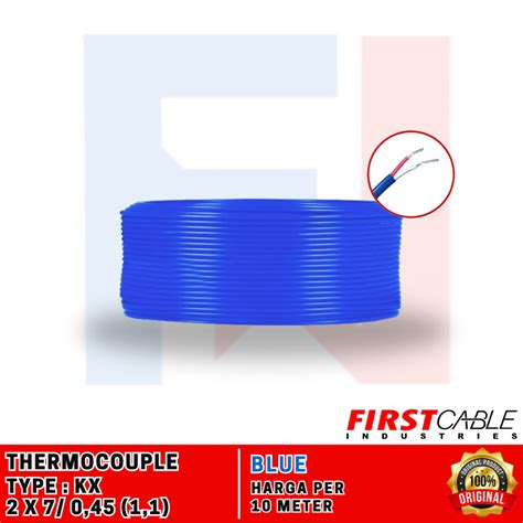 Jual Kabel Sensor Suhu Thermocouple Type Kx 2 X 7 0 45 1 1 Warna Biru First Cable Shopee
