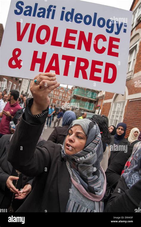 London Uk 27th June 2013 A Woman Protests Against Salafi Ideology As