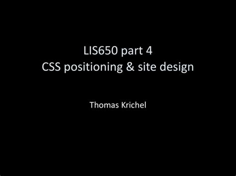 Css Positioning And Site Design