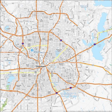 Dallas Texas Neighborhoods Map Dallas Texas City Map Art Print